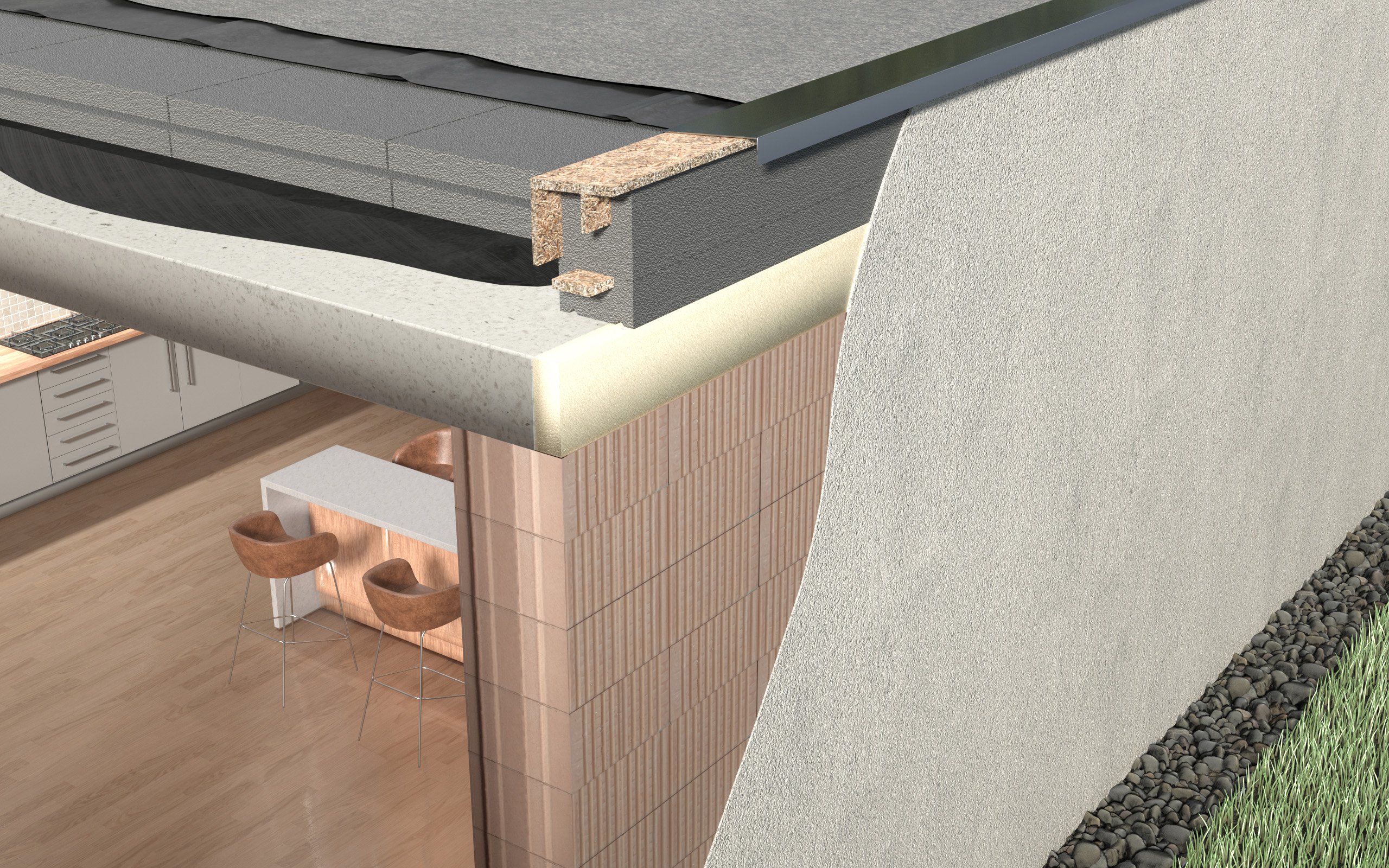 Thermal bridge-free flat roof connection thanks to efficient ...